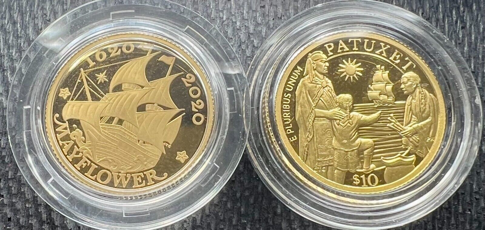 2020 400th Anniversary of Mayflower Voyage 2 Coin Gold Proof Set W/ Box ...