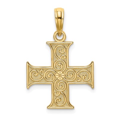 14K Greek Cross With Swirl Design Charm | eBay