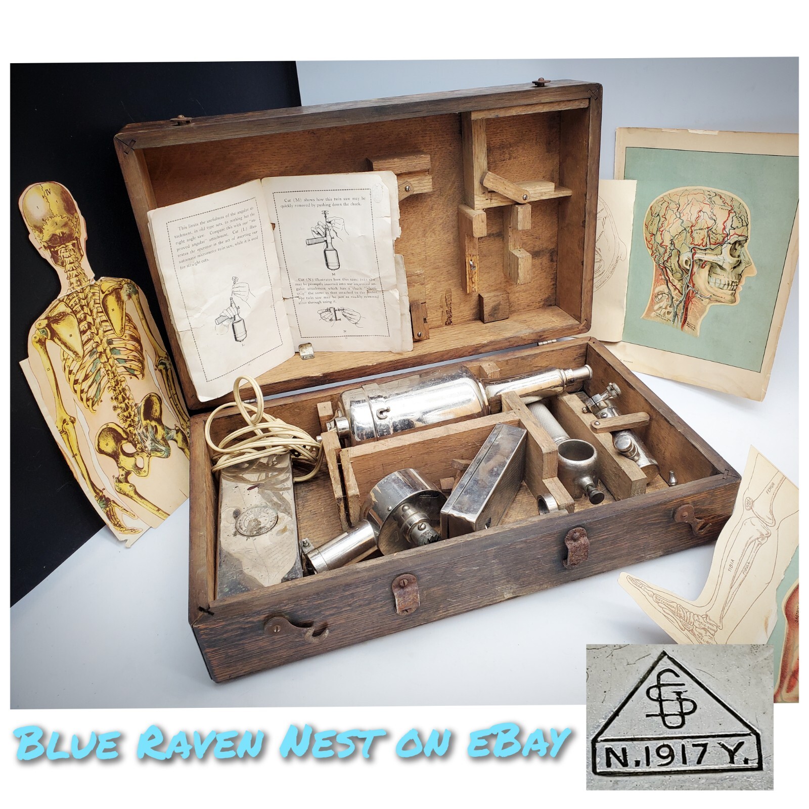 Antique WW2 Era Medical Surgical Electric Bone Saw KNY Scheerer Bone ...