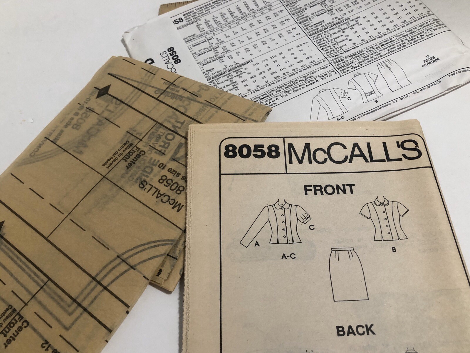 McCall's Sewing Pattern #8058 Misses 2-Pc Dress Jacket Skirt Size 8,10 ...