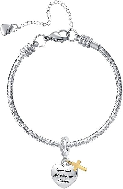 Pandora Cross Charm With God All Things Are Possible Bible Religious ...