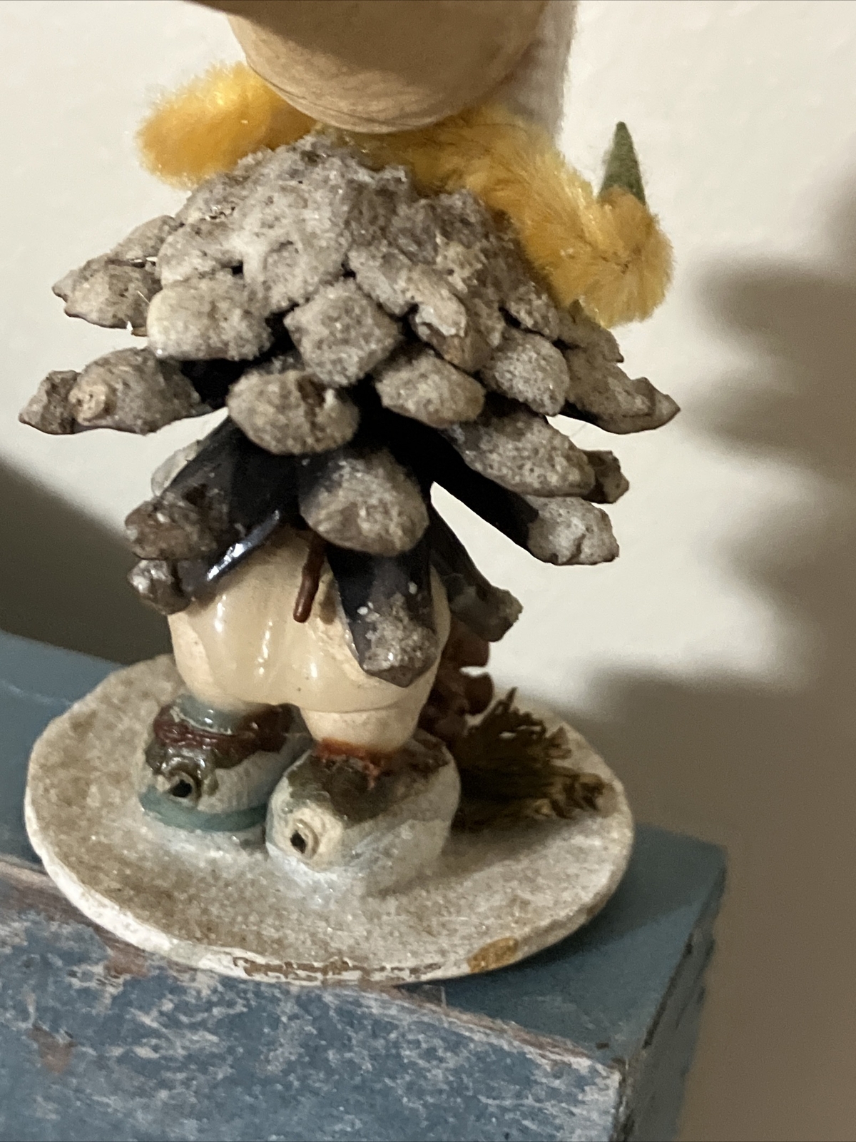 VTG X-MAS Ornament Rare Camping Putz Gnome Pinecone Chenille West ...