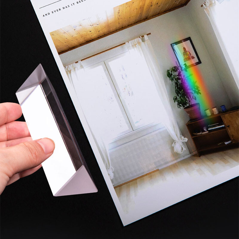 200*30*30mm Rainbow Optical Glass Triple Triangular Prism Physics ...