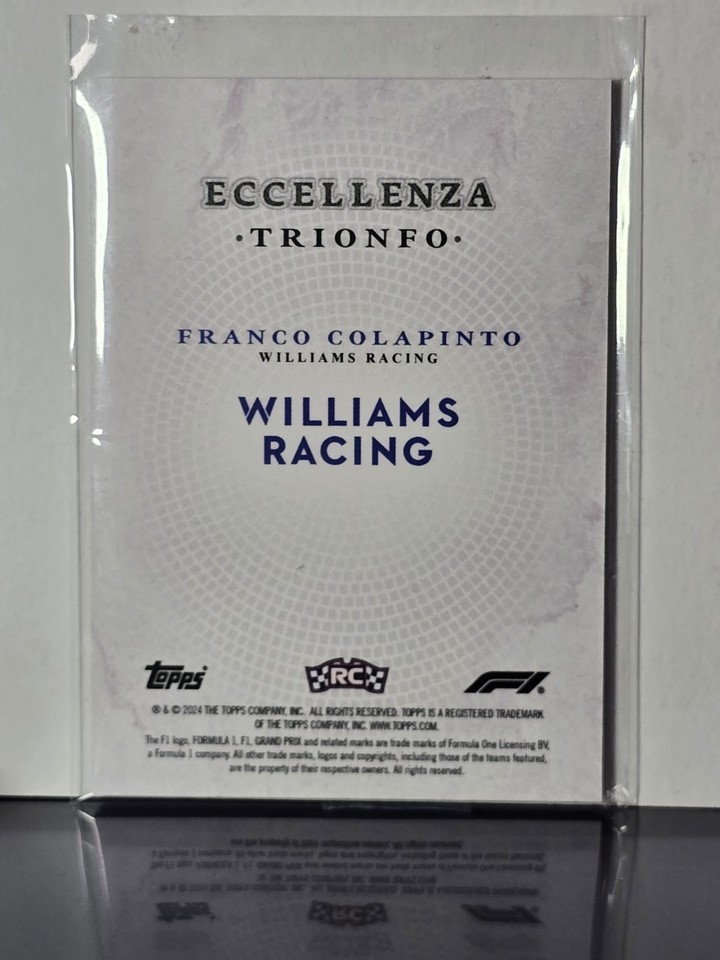 /25 Franco Colapinto Topps Eccellenza F1 Trionfo Purple Parallel ...