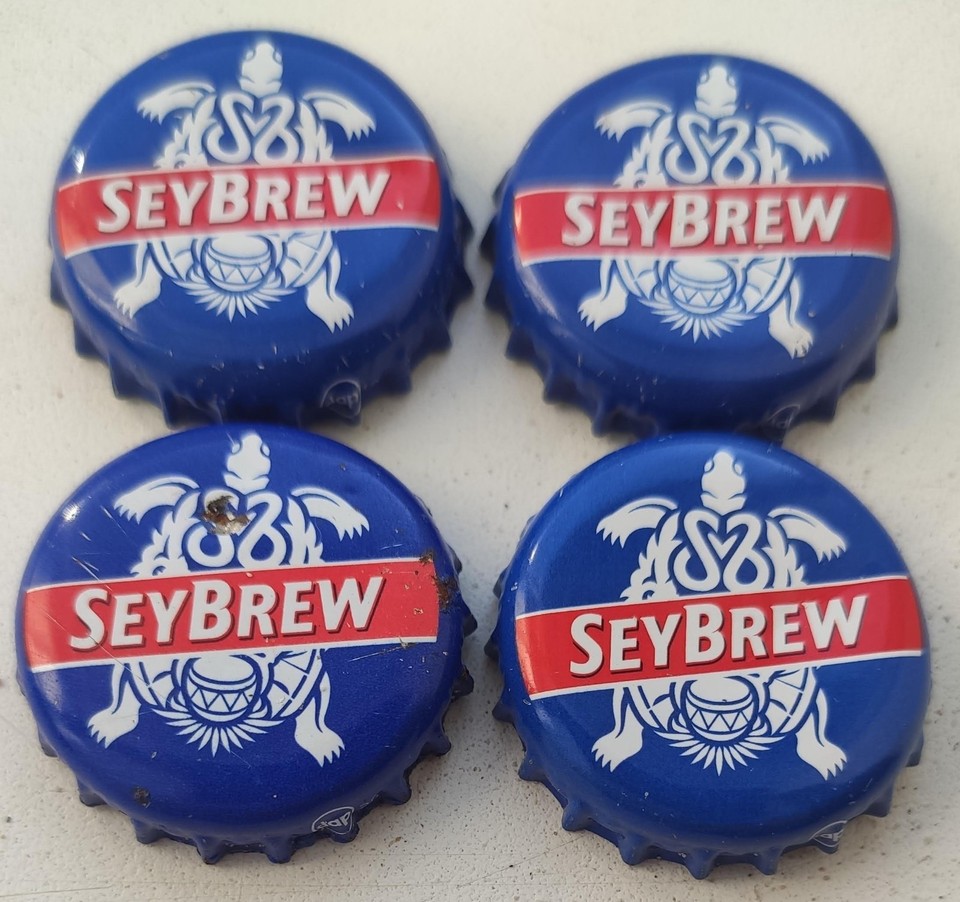 Lot /Set 4 Beer Caps from SEYCHELLES SeyBrew Brand Kronkorken Chapas ...