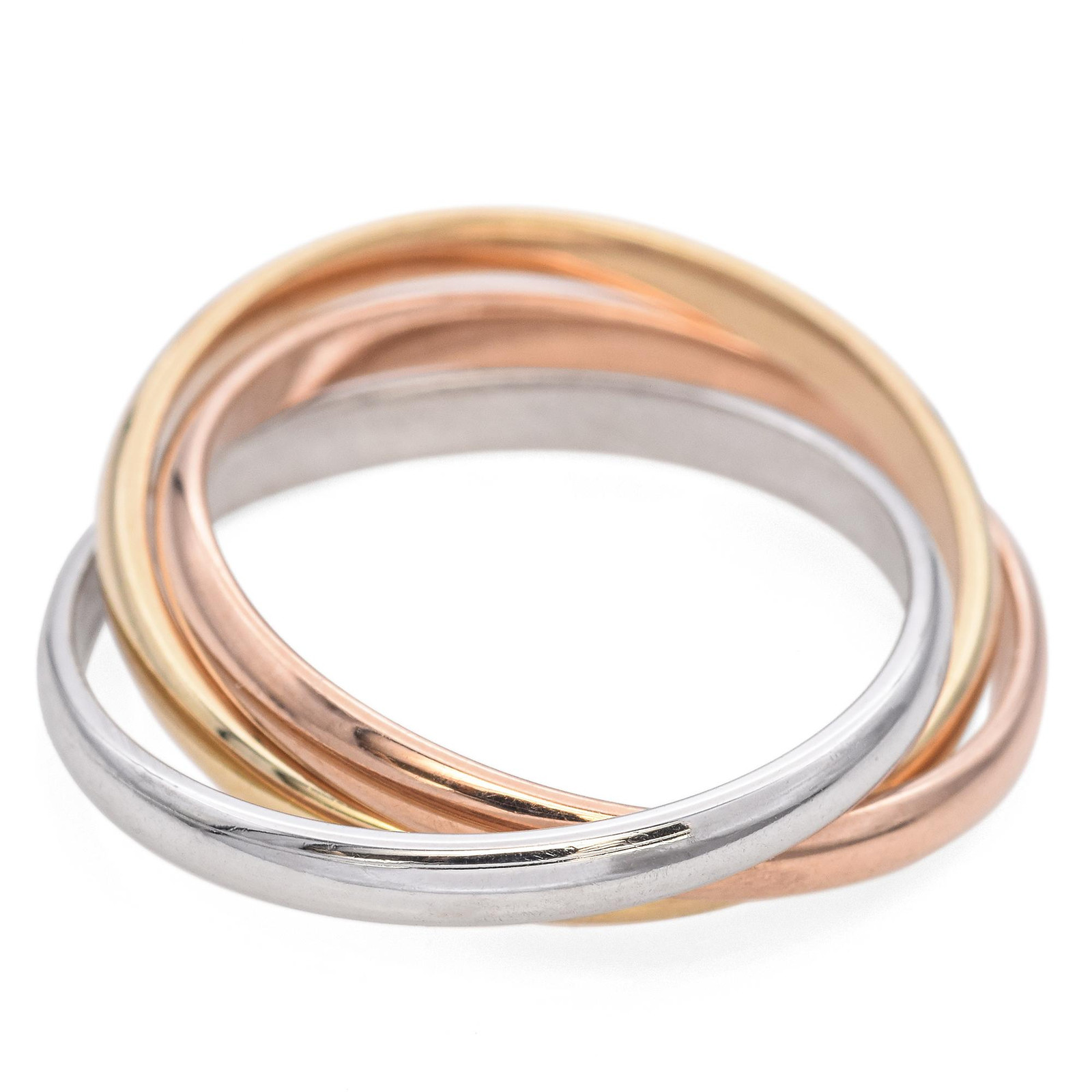 14K Tri-Gold Trinity Band Ring - Gem