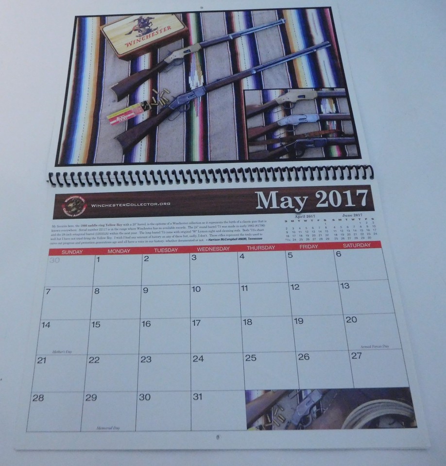 2017 Winchester Arms Collectors Calendar Model 1895 Rifle WACA 17x11 | eBay