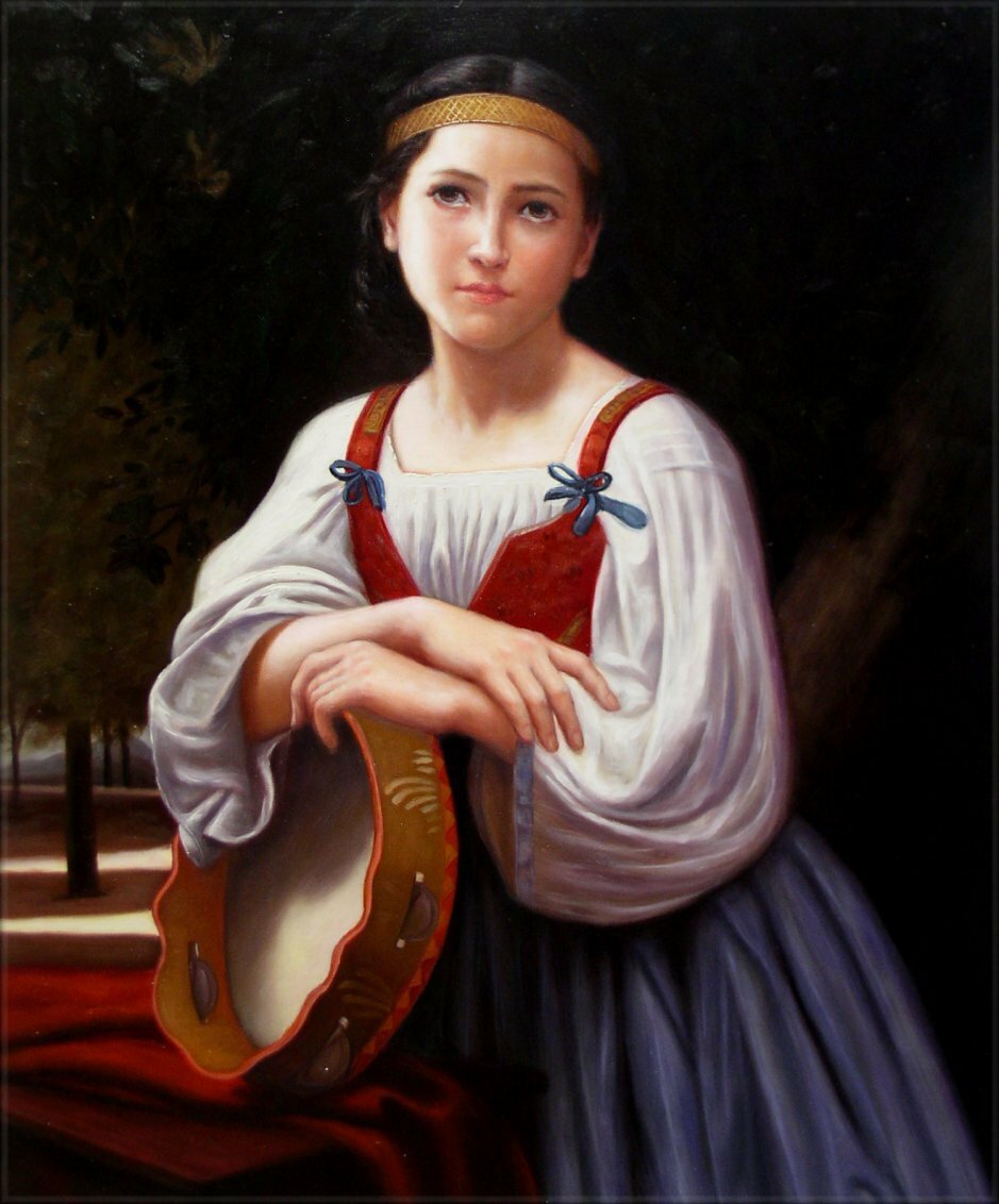 Repro Bouguereau Gypsy Girl with a Basque Drum, 1867 20x24in | eBay
