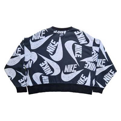 Nike all over logo print black sweatshirt XXL 2XL Modern Preloved ...