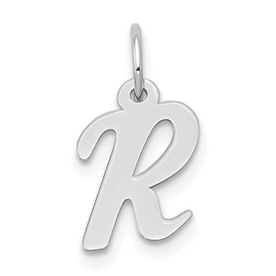 14k White Gold Small Script Letter R Initial Charm | eBay