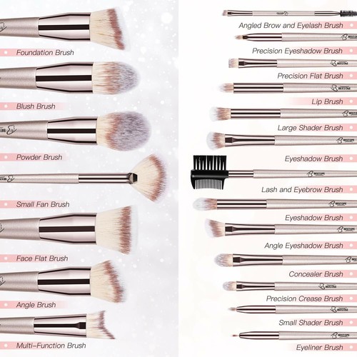 BESTOPE Makeup Brushes 20 Pcs Brush Set Premium Synthetic Contour ...