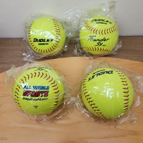 Set of 4 - Dudley Thunder SX COR44 Neon Yellow Softball - 12" Fastpitch ...