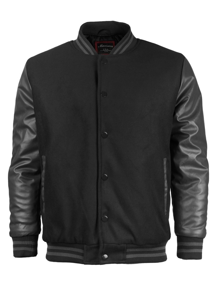 New Men's Premium Classic Snap Button Vintage Baseball Letterman ...