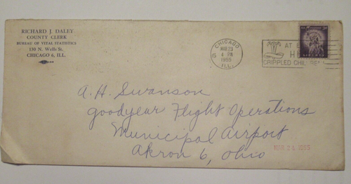 Richard J. Daley, County Clerk before he was Mayor of Chicago - Envelope 1955 | eBay