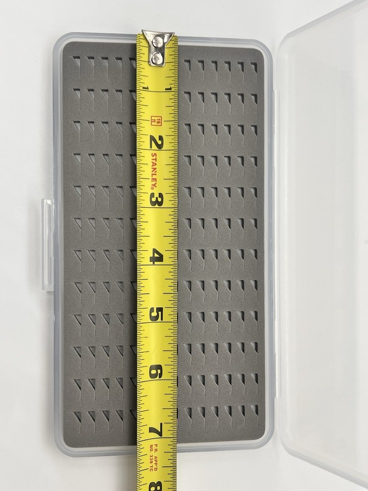 Large Slim Fly Box, Clear Lid, Easy Grip Foam, fly-fishing fly storage ...