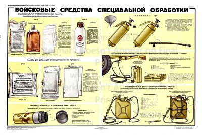Soviet Russian Poster MILITARY POISONS DECONTAMINATION UTILITIES 24x36 ...