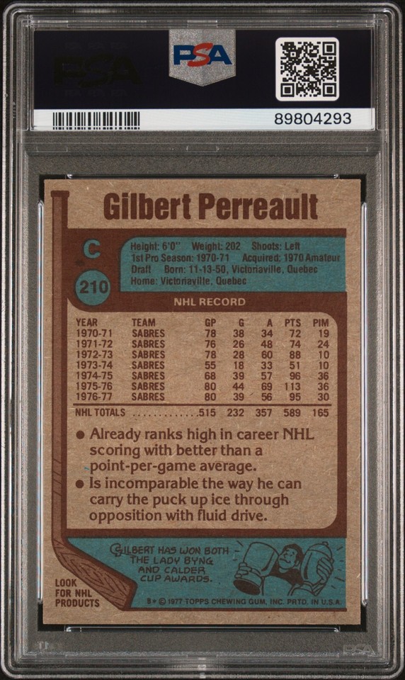 1977-78 Topps Hockey Gilbert Perreault #210 PSA 6 | eBay
