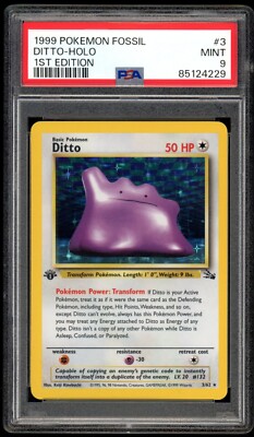 1999 Pokemon Fossil #3 Ditto Holo 1st Edition PSA 9 Mint | eBay