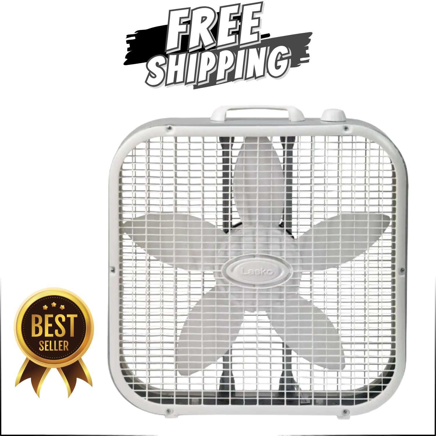 Lasko 20" Classic Box Fan with Weather-Resistant Motor, 3 Speeds ...