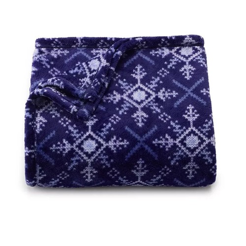 NEW NAVY FAIRISLE SNOWFLAKE PLUSH THROW BLANKET THE BIG ONE NWT | eBay