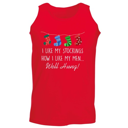 Christmas Xmas I Like My Stockings Well Hung Funny Novelty Singlet Vest ...