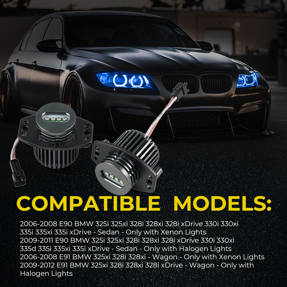 LED Angel Eyes Sidelights Halo Ring Marker Light Bulbs Fits For BMW E90 ...