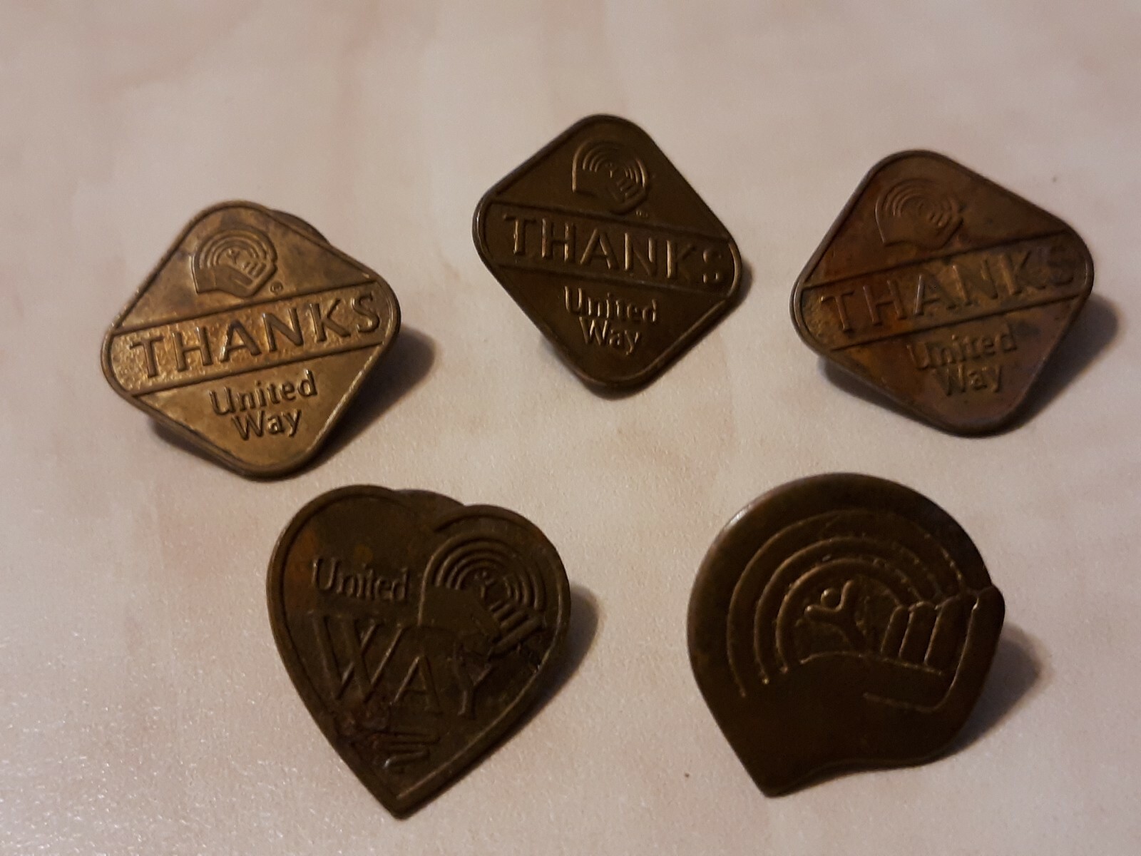 Lot Of 5 Vintage United Way Unicef Lapel Pin Tie Tac Gold Brass Hand | eBay