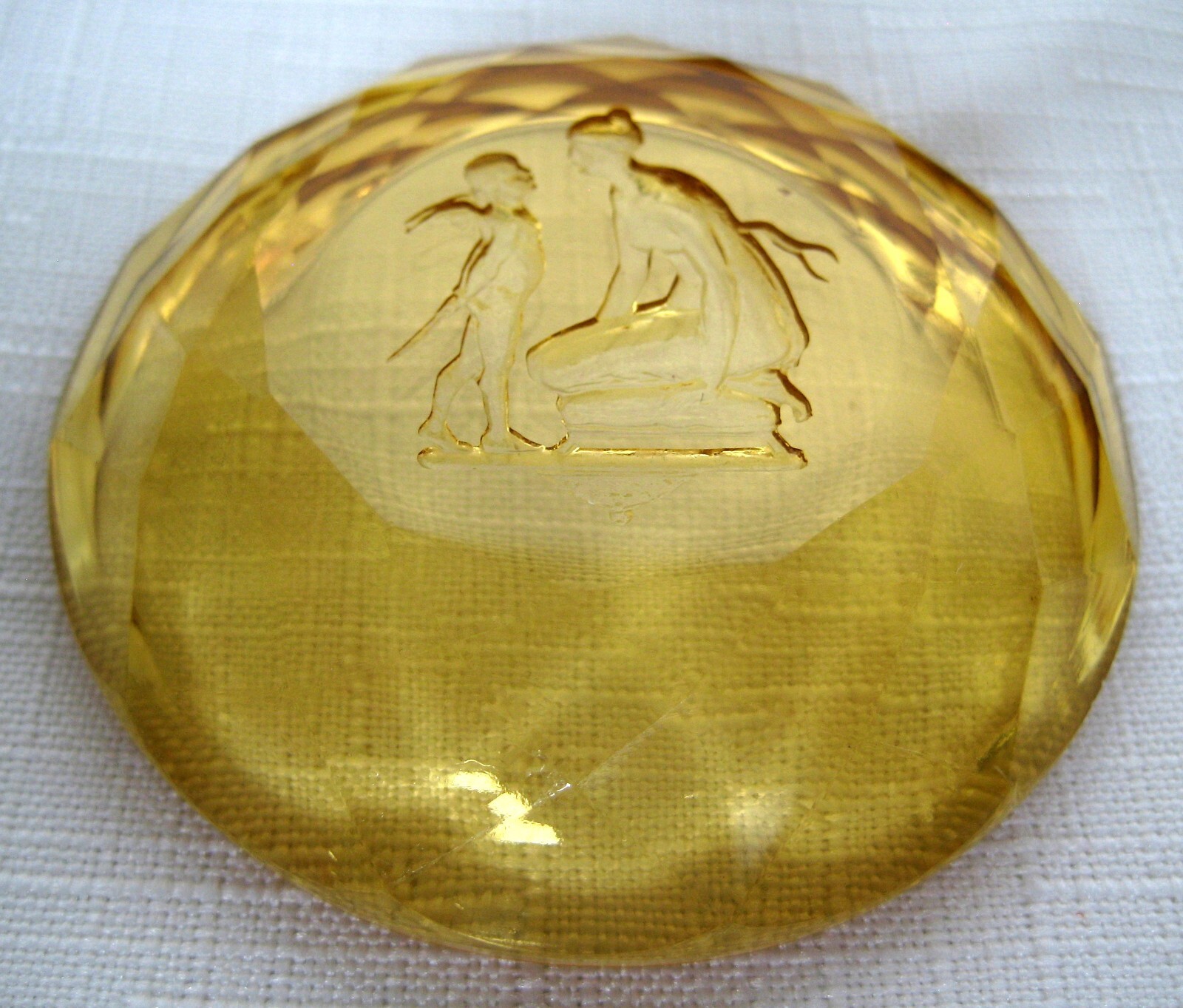 TWO Czech Glass Amber Intaglio Salt Dishes with Cupid and Psyche | eBay