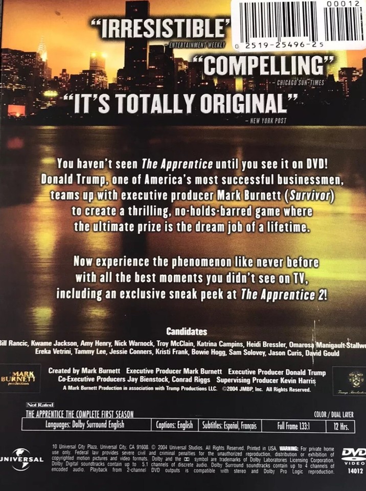 The Apprentice - The Complete First Season 5-DVD set 2004 25192549625 ...