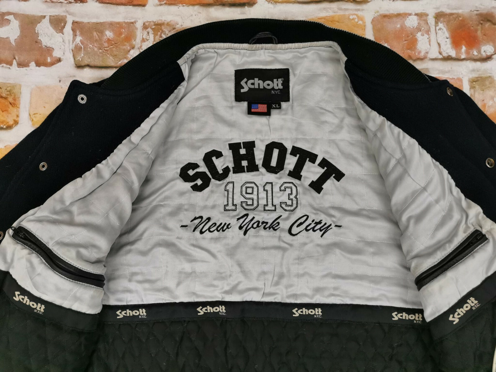 Schott Bros 1913 Nyc Varsity College Jacket Blue Vintage Usa Gr: Xl Tip ...