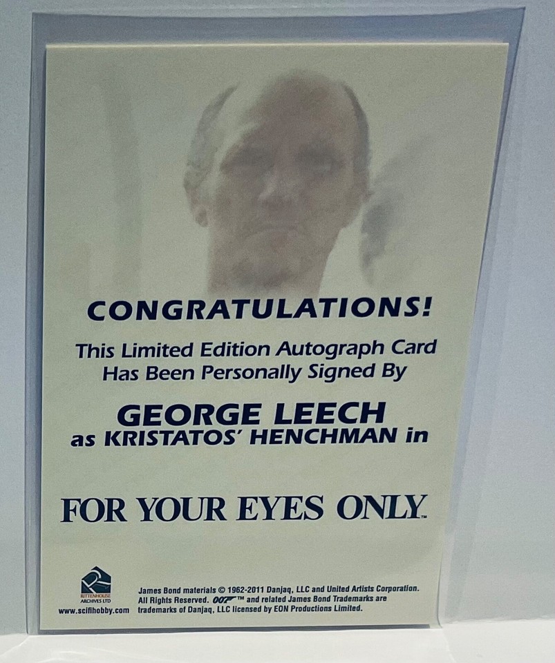 James Bond 50th Anniversary Series 1 Autograph Card George Leech as ...