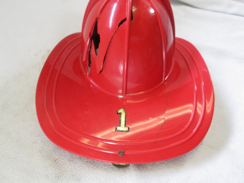 Vintage 1960'S Texaco Gasoline red Fire Chief helmet hat Brown ...