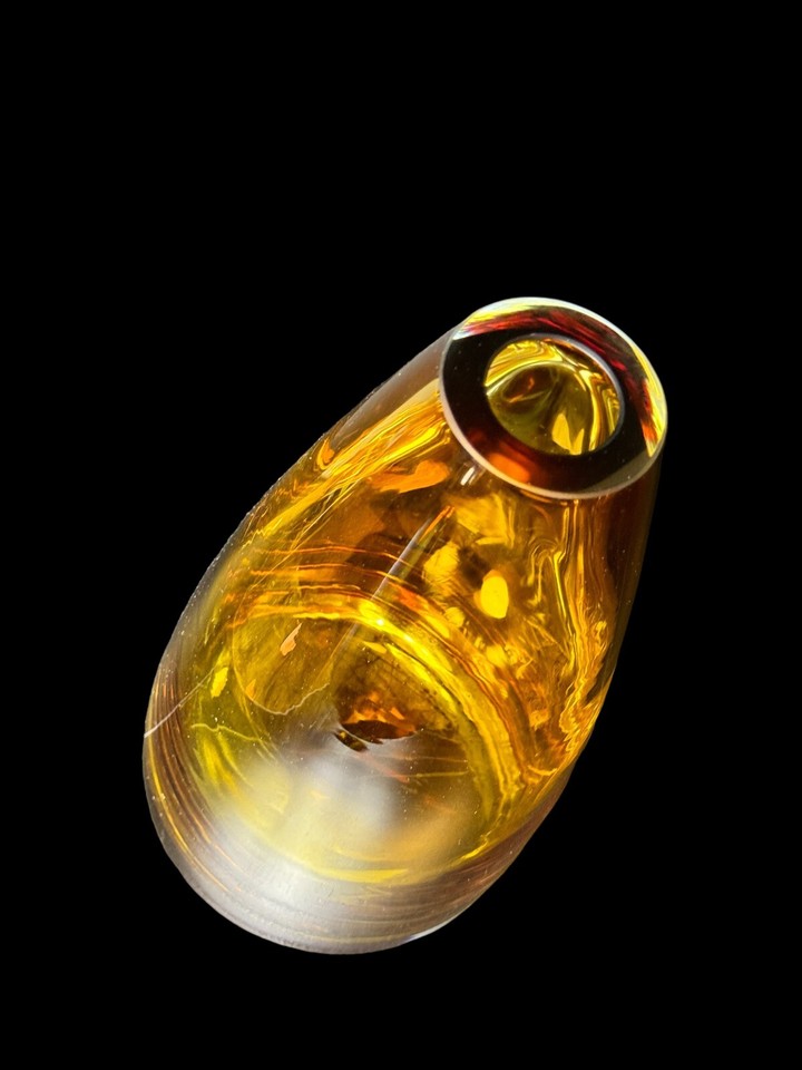 Nambe Santa Fe Sunset Amber Crystal Tilt Vase Retired Rare Large 13 ...