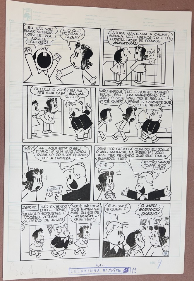 LITTLE LULU Original Comic Art Story Group (9) Jaime Diaz Studio Brazil ...