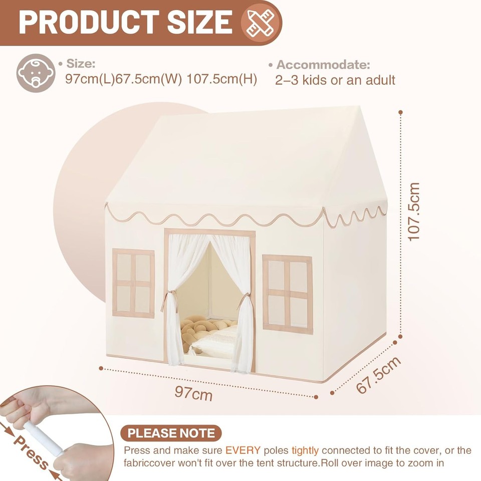 Kids Play Tents Indoor Princess Tent w/ Padded Mat,Tassel Garland ...