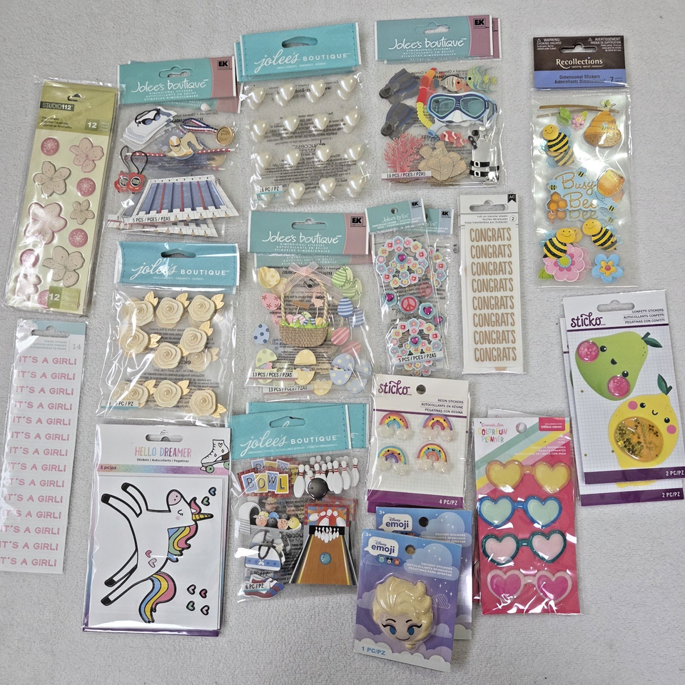 Mixed Lot of 160 Pkgs Scrapbook Stickers NEW Jolees Sticko Paper Studio ...