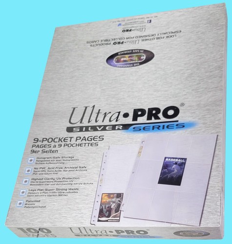 100 ULTRA PRO SILVER 9-POCKET Card Pages Sheets Binder baseball sport ...