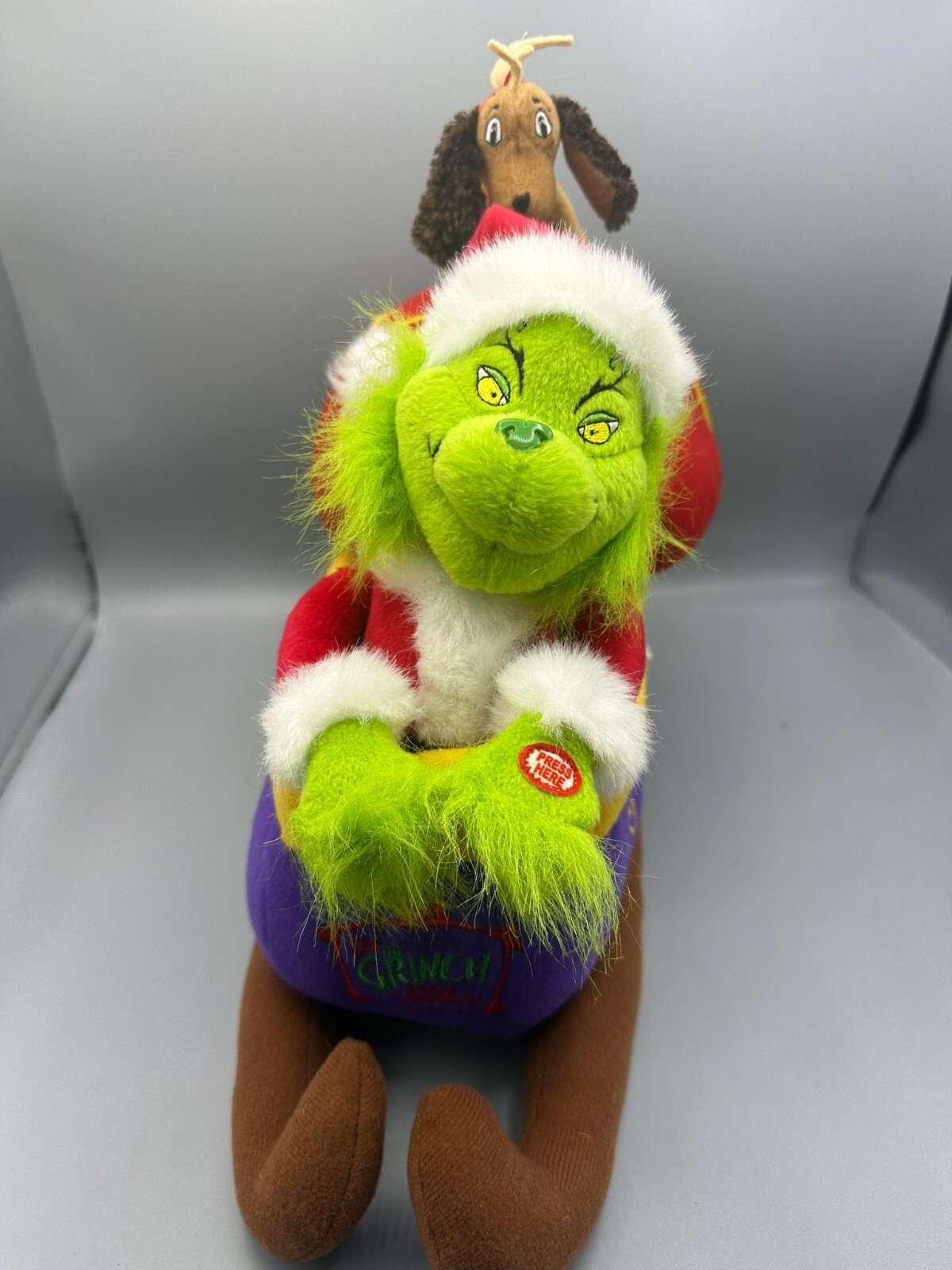 Beverly Hills Teddy Bear Company Grinch Sleigh Musical Plush Toy With ...