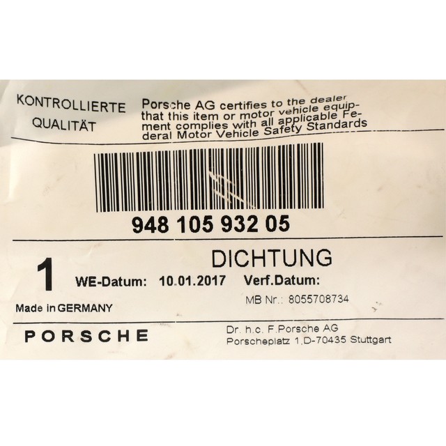 Porsche Cayenne 9pa Engine Valve Cover Left Gasket 94810593205 Genuine ...