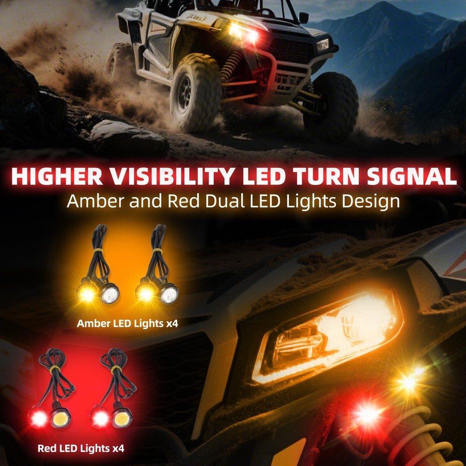 Plug and Play UTV ATV LED Turn Signal Horn Street Legal Kit For Polaris ...