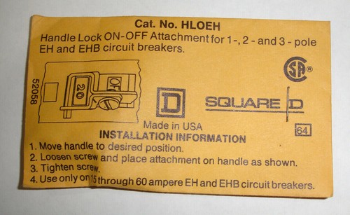 New Square D EH EHB NEHB Circuit Breaker Handle Lock Dog Lockoff Ships ...