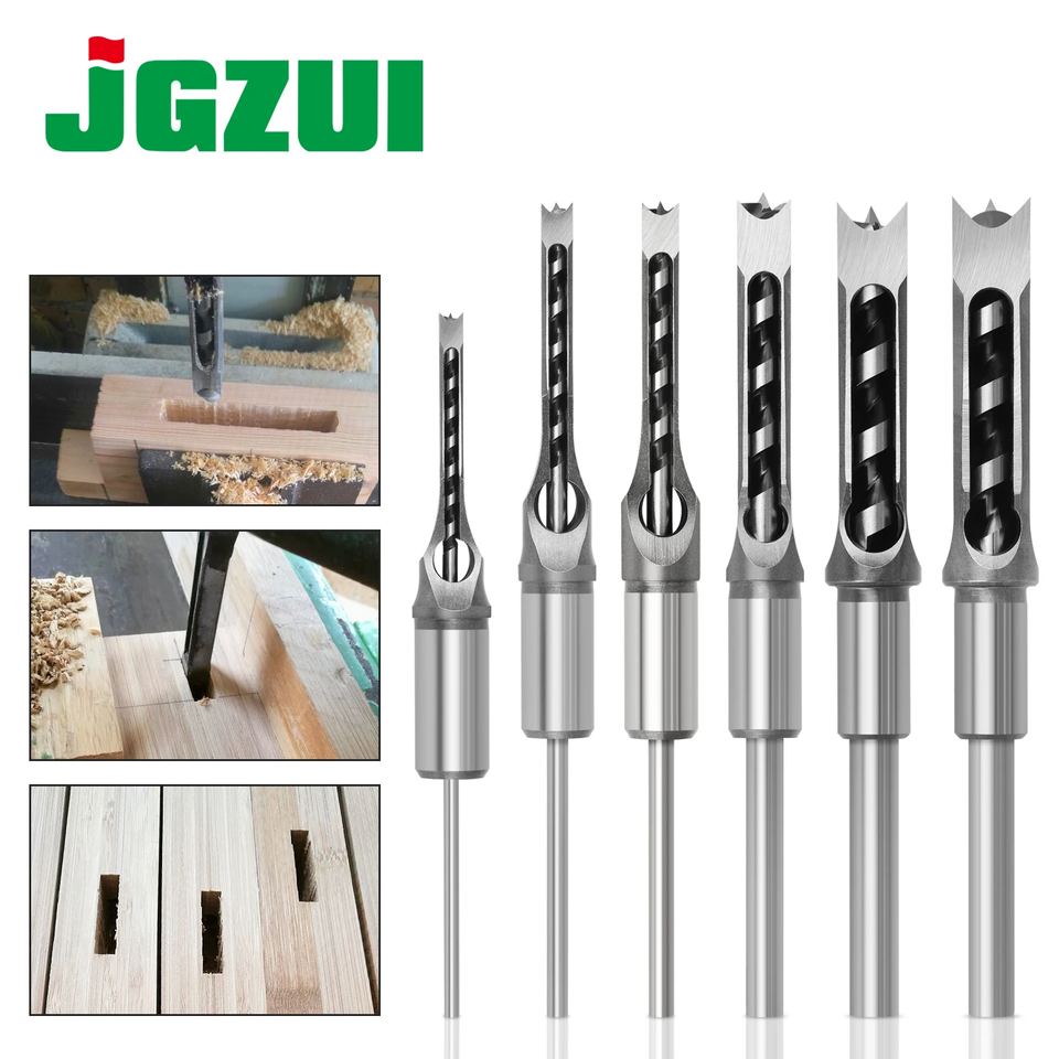 HSS Square Hole Drill Bit Mortising Chisel Auger Set Woodworking Tools ...