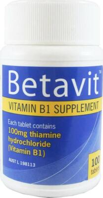 Betavit Vitamin B1 100 Tablets*+supporting energy metabolism & nervous ...
