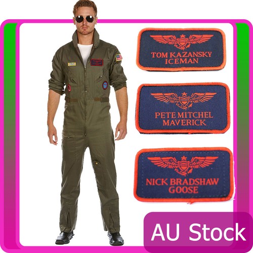 Mens Aviator Pilot Costume Flight Top 80s 1980s Pete Mitchell Maverick ...