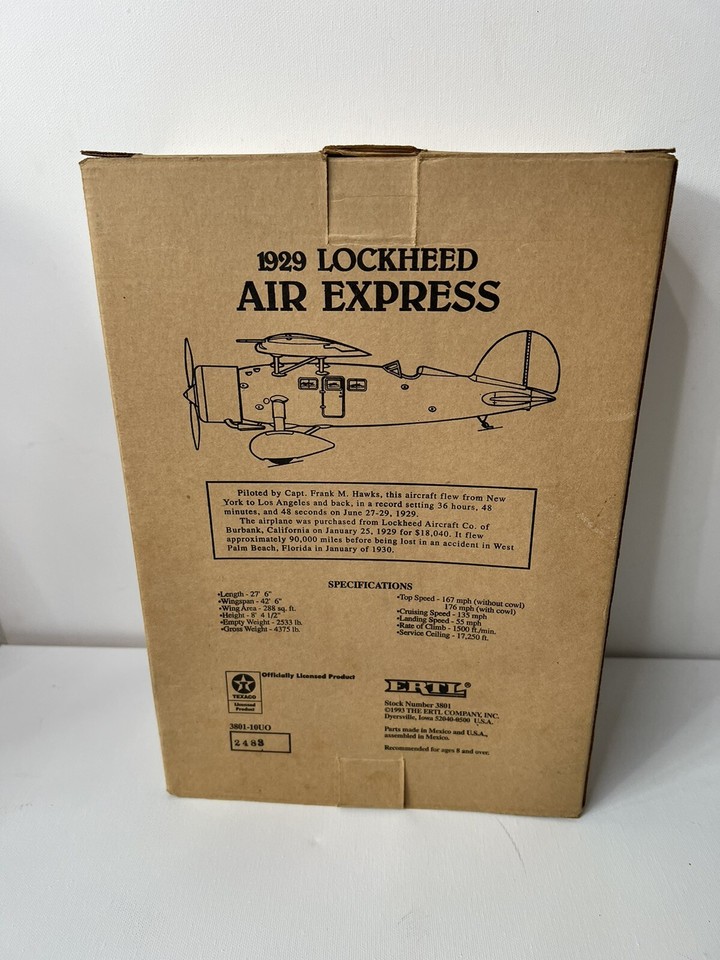 Wings of Texaco Airplane 1st in Series 1929 Lockheed Air Express New in ...
