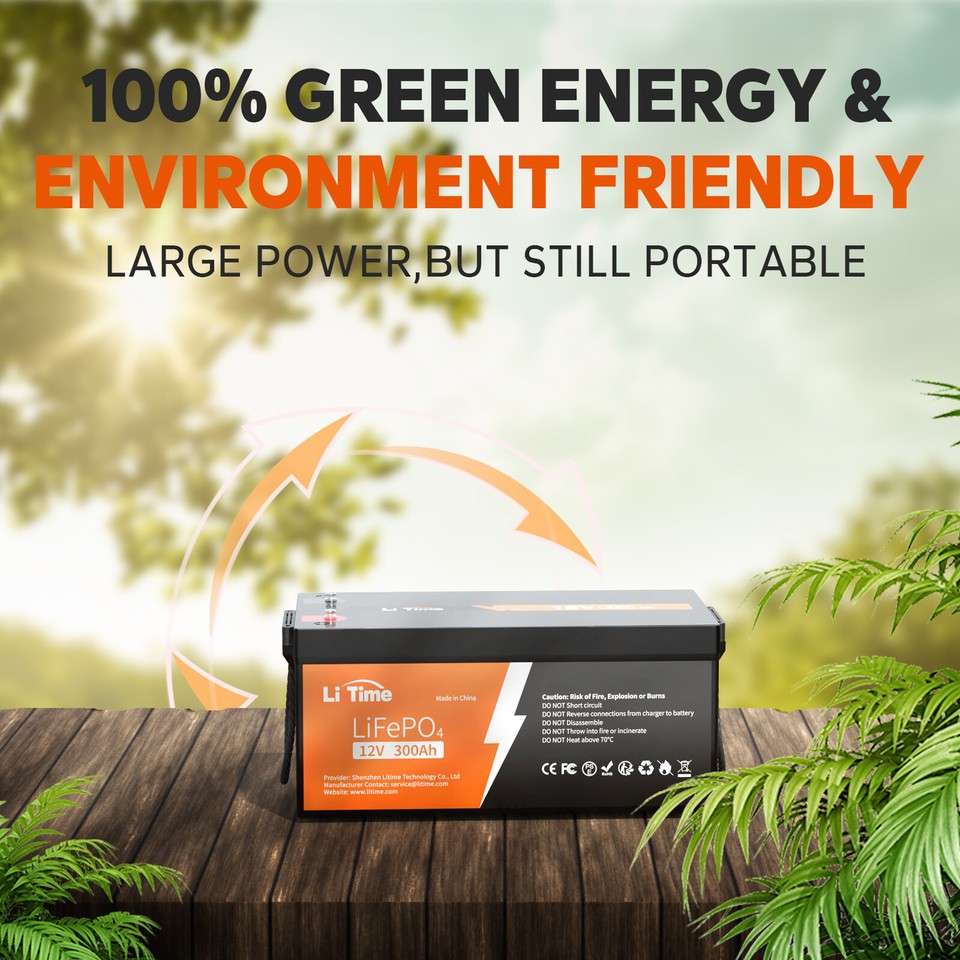 Litime 12V 300Ah LiFePO4 Lithium Battery 3840Wh Built-in 200A BMS For ...