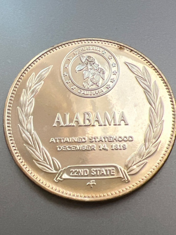Franklin Mint State of Union Sterling Silver Alabama Commemorative Coin ...