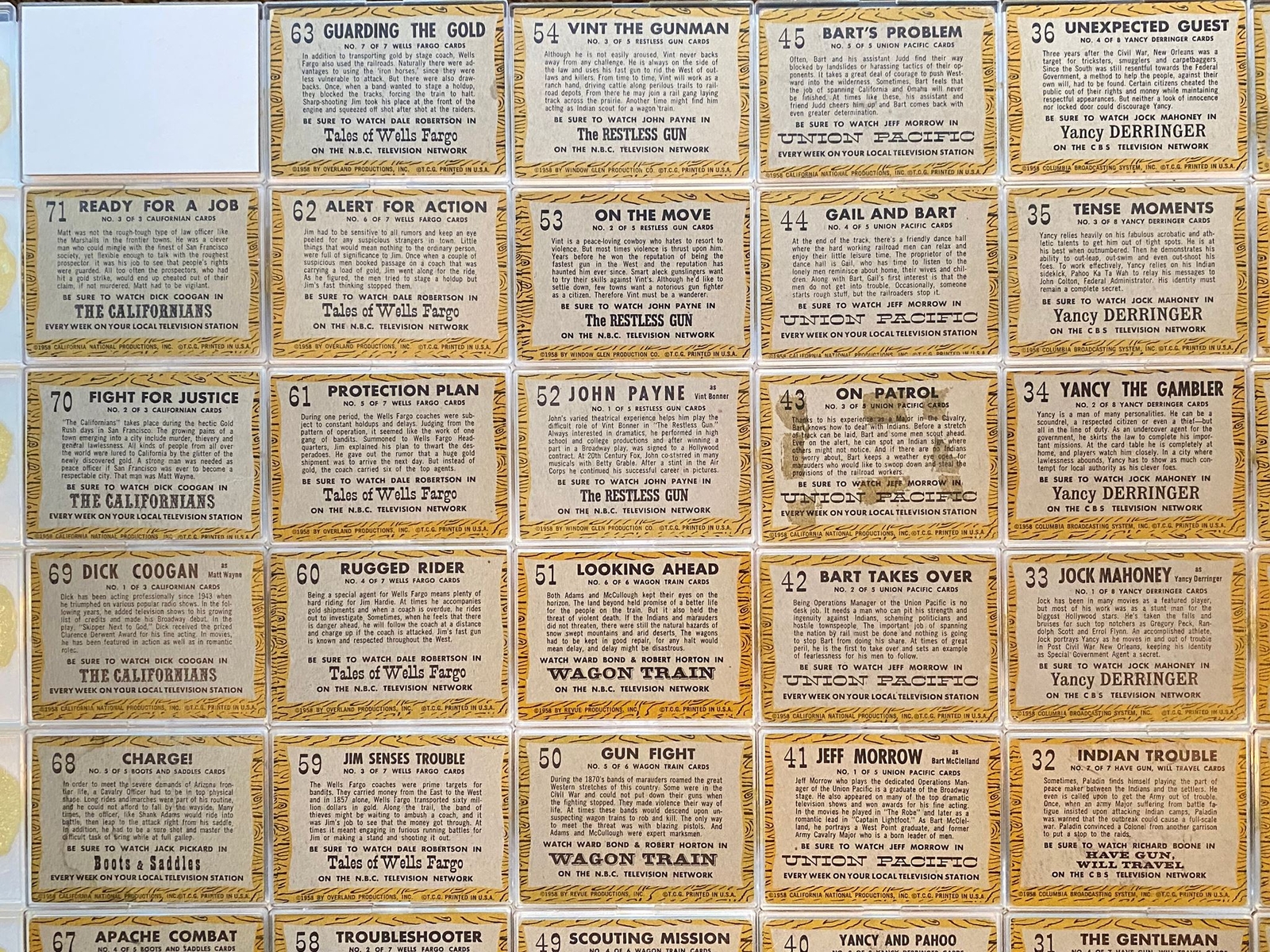 1958 TV Westerns Complete Vintage Trading Card Set (71) Topps | eBay