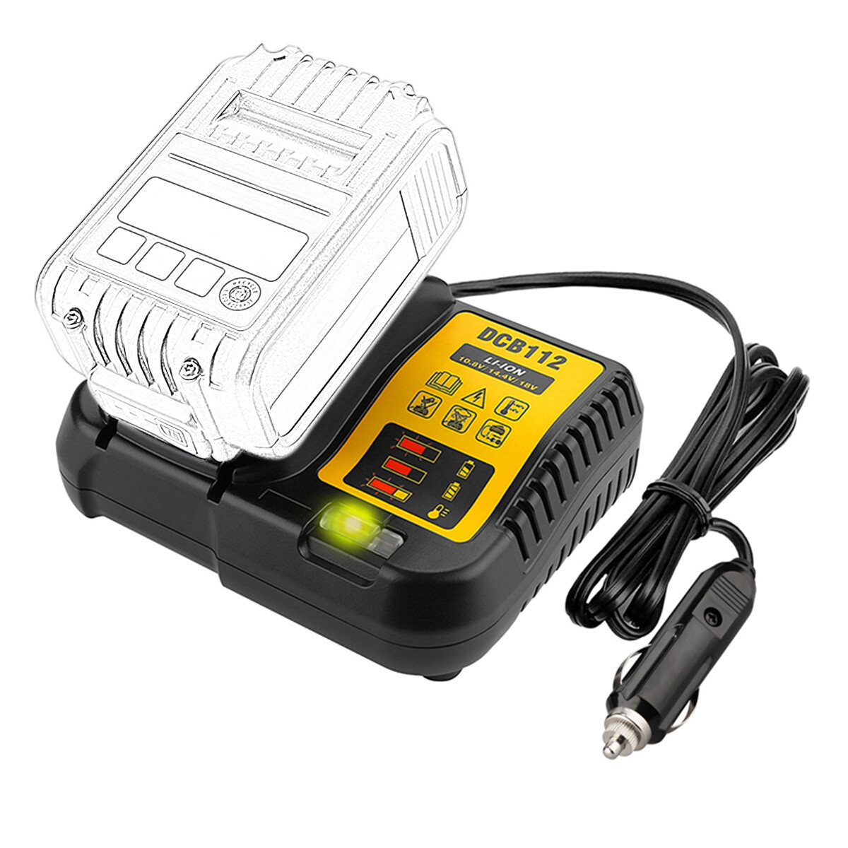 Car Charger for De-walt DCB112 10.8V-18V Battery DCB182 DCB200 DCB184 ...