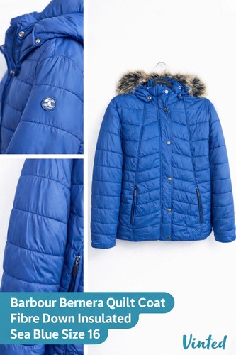 Barbour Bernera Quilt Coat Fibre Down Insulated Sea Blue Size 16 | eBay UK